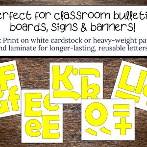 Printable Yellow Bulletin Board Letters With Black Outline for ...