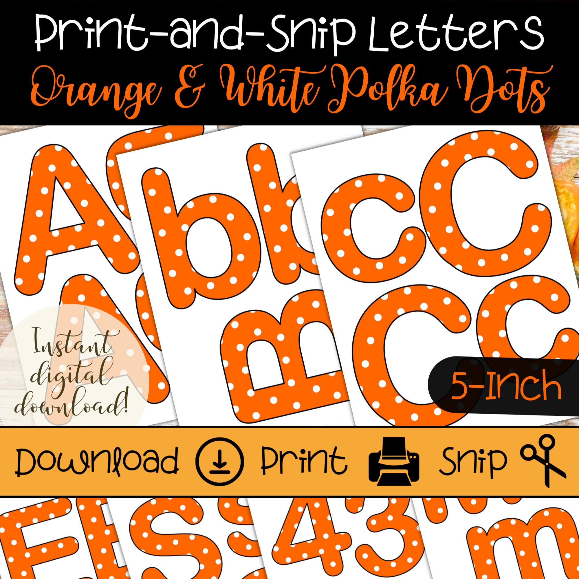 Printable Orange and White Polka Dot Bulletin Board Letter Set - Etsy