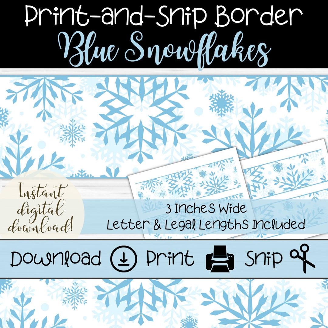 Blue Snowflakes Winter Bulletin Board Border | Printable Border for ...