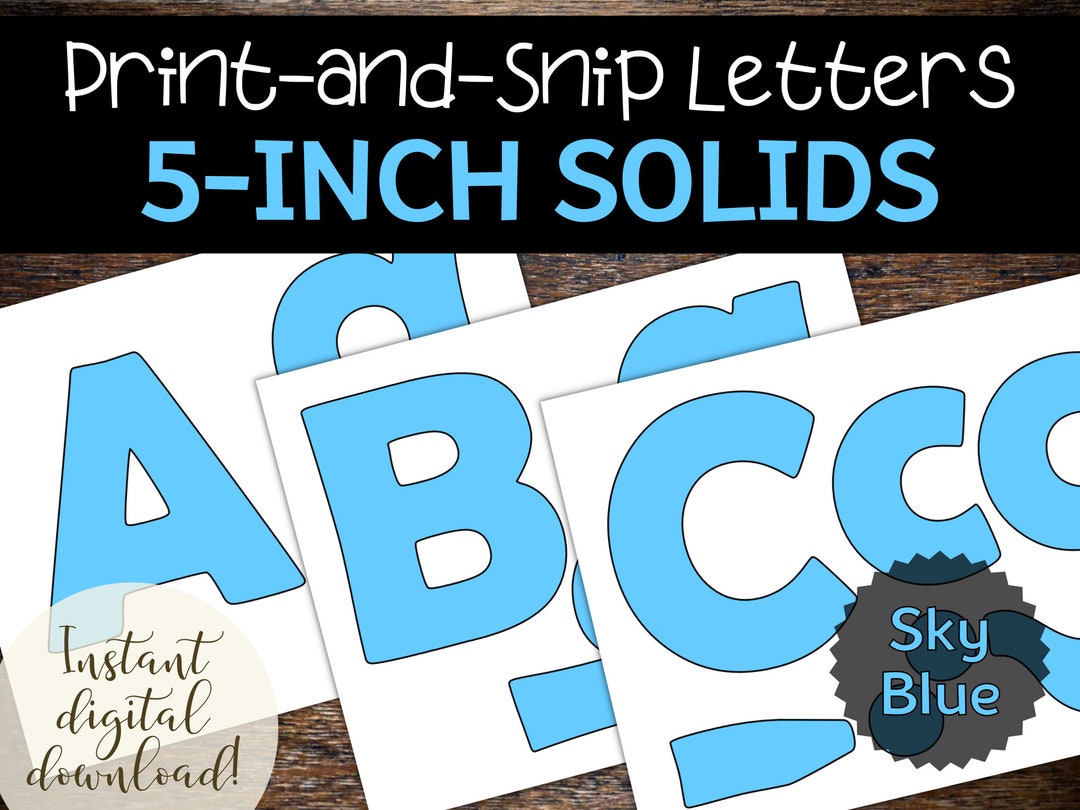 Sky Blue Bulletin Board Letters 5 Inch Printable Letter Set - Etsy