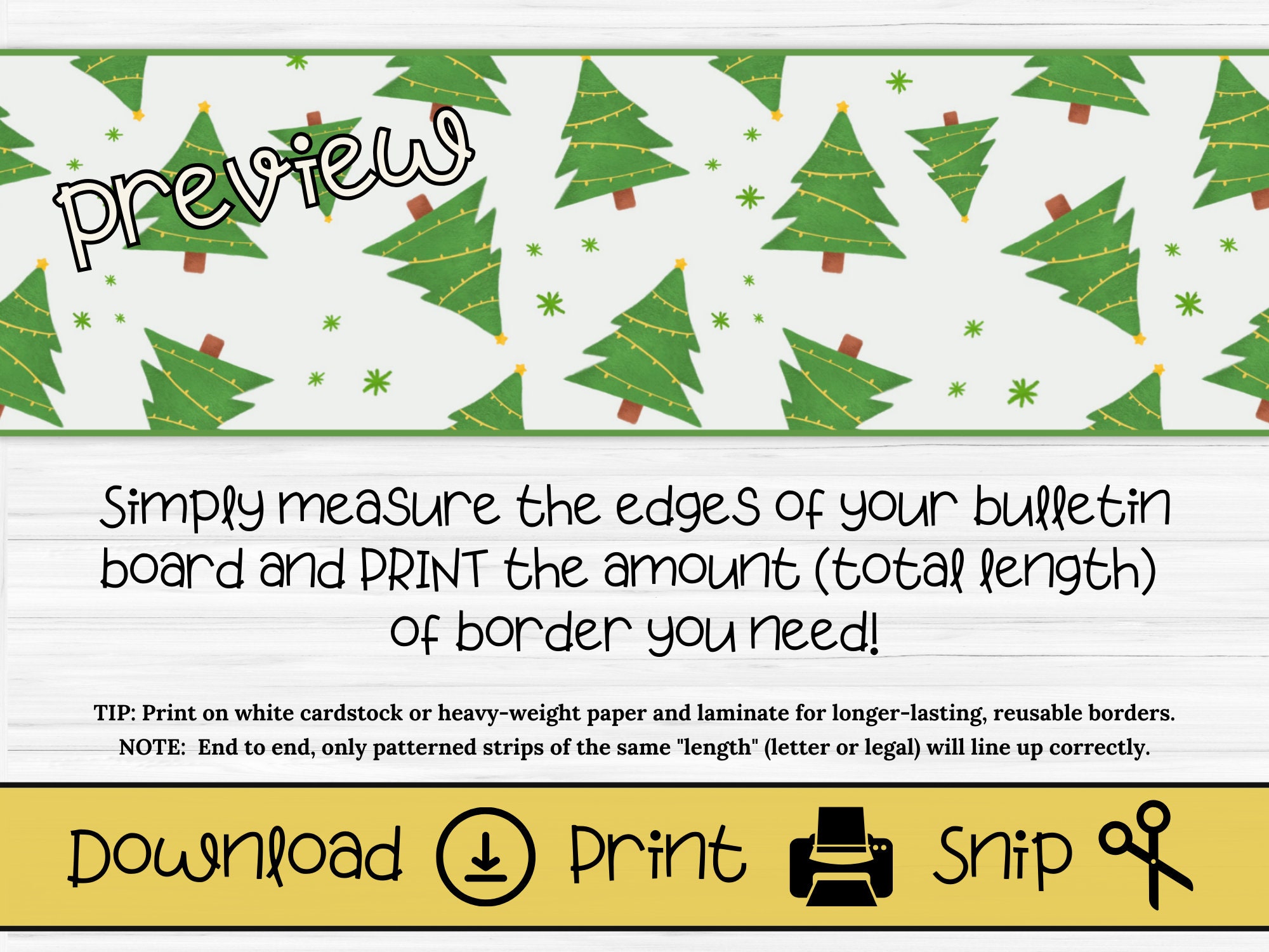 Christmas Tree Bulletin Board Border Holiday Classroom Border Strips ...