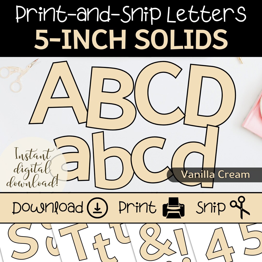 Cream Bulletin Board Letters | Printable Vanilla Cream Colored Letters ...
