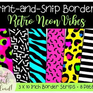 Bulletin Board Borders | Neon Retro Theme Classroom | Printable Border ...
