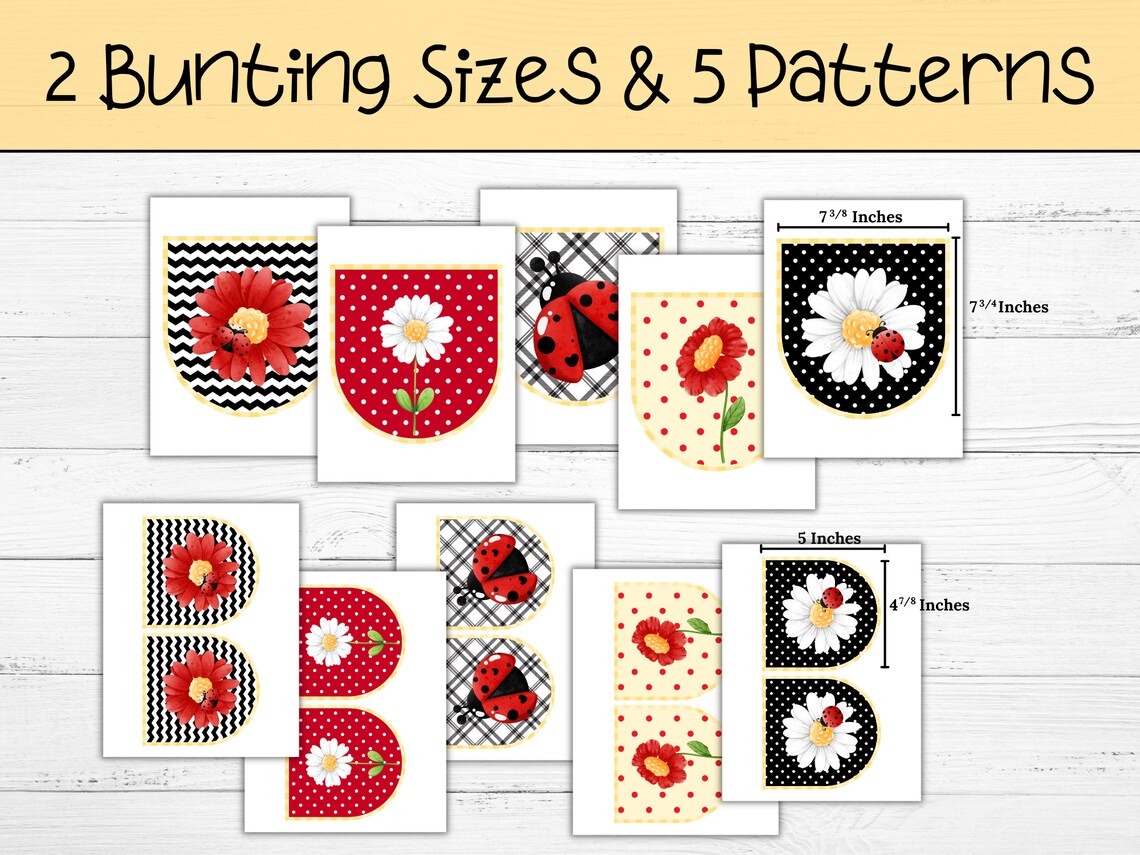 Ladybugs and Gerbera Daisies Rounded Bunting Banner Flags - Etsy