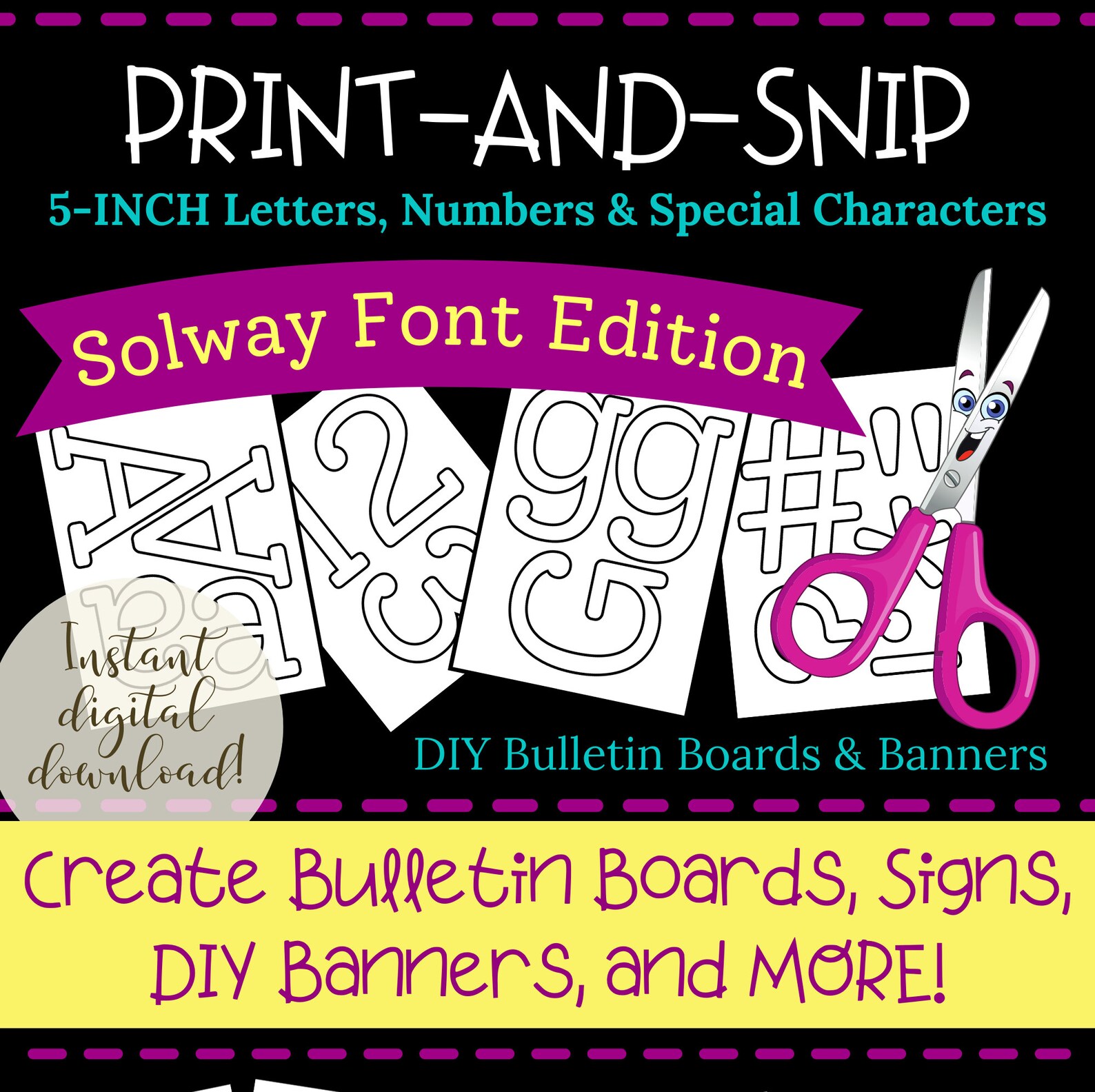 Printable Bulletin Board Letters for Teacher's Classroom, DIY Banners ...