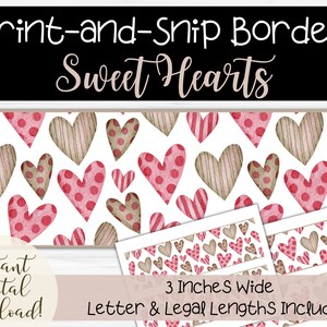 Bulletin Board Border in Sweet Hearts Pattern for Valentine's Day and ...