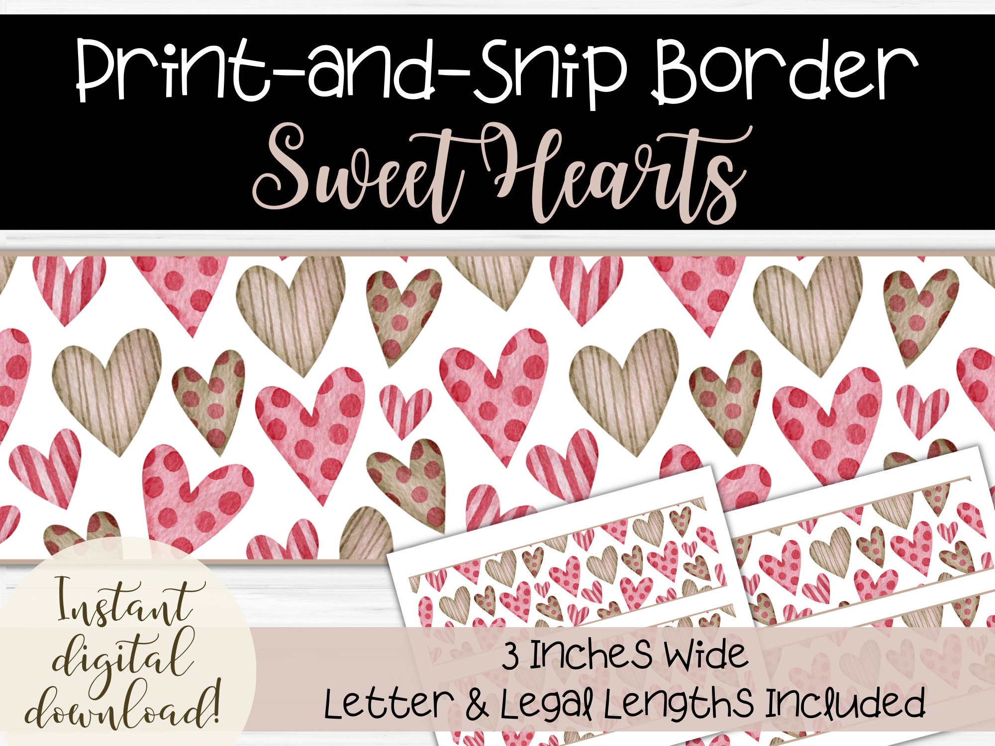 Bulletin Board Border in Sweet Hearts Pattern for Valentine's Day and ...
