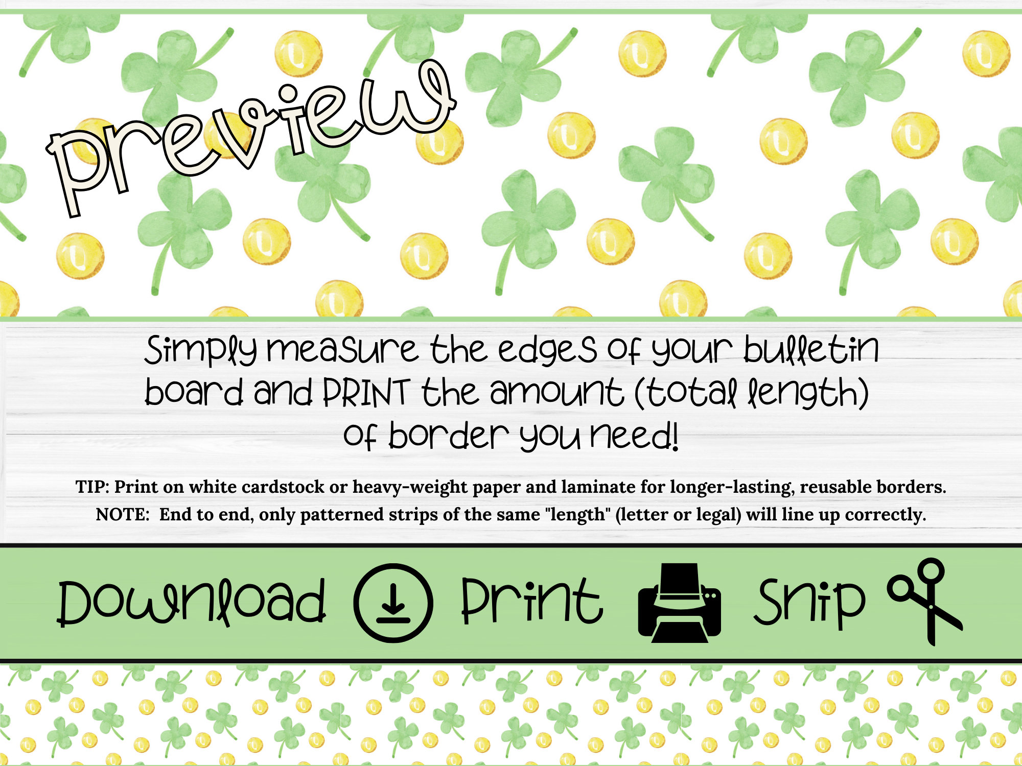 Clover & Gold Coins Bulletin Board Border for St. Patrick's Day ...