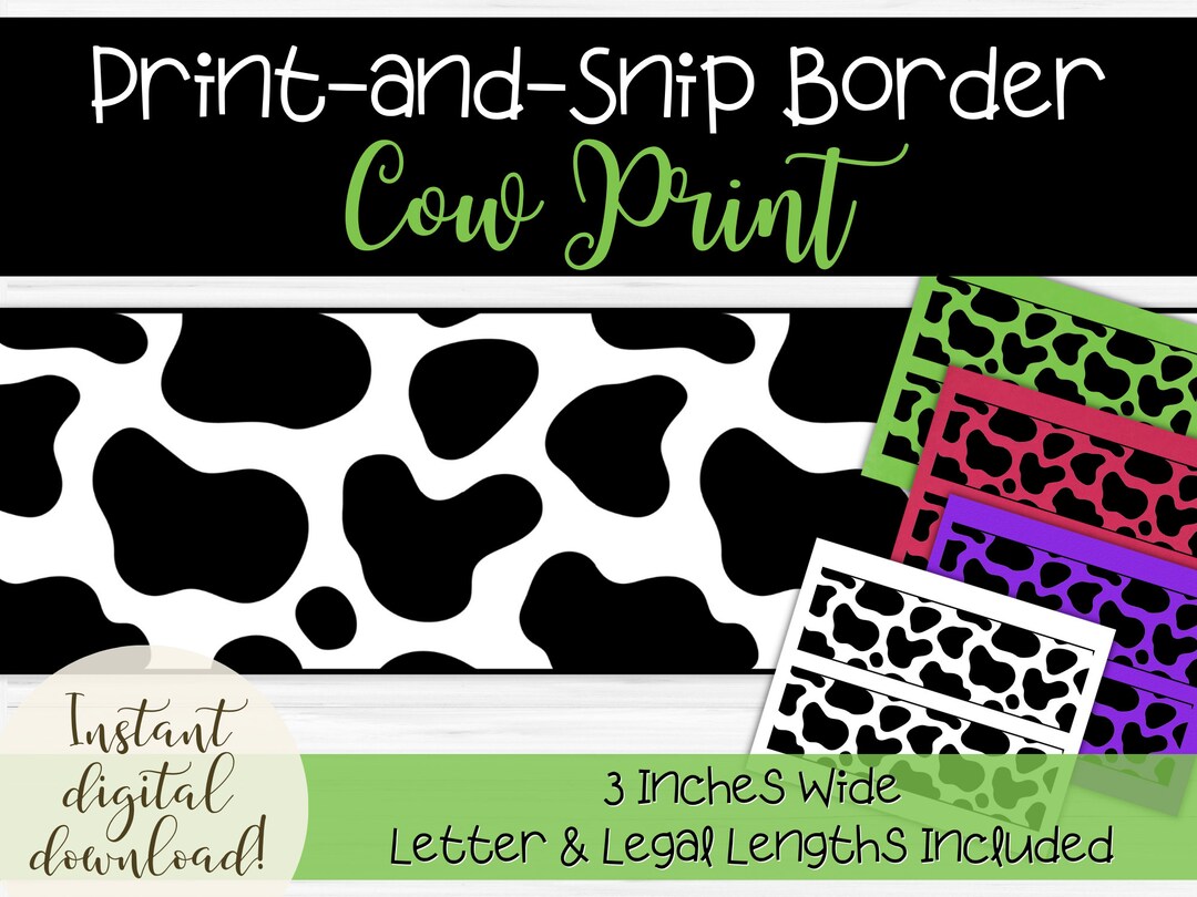 Cow Print Bulletin Board Border Black Ink Printable Trim - Etsy