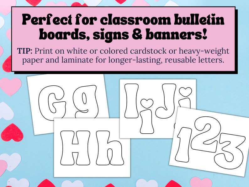 Printable Bulletin Board Letters | Heart Dotted, 5 Inch (digital ...