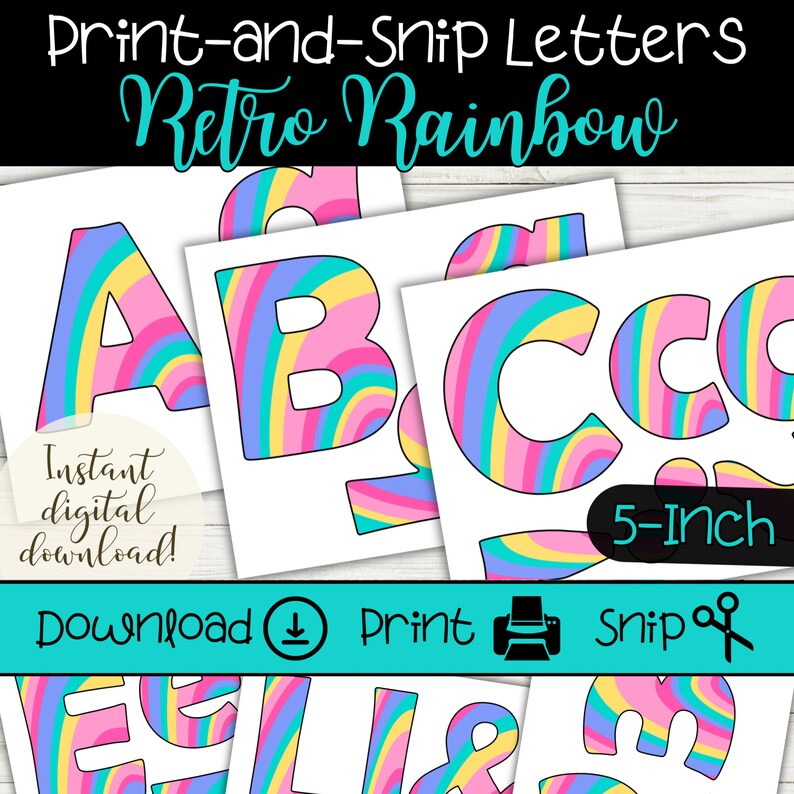 Rainbow Bulletin Board Letters Printable Letter Set for Teachers Party ...