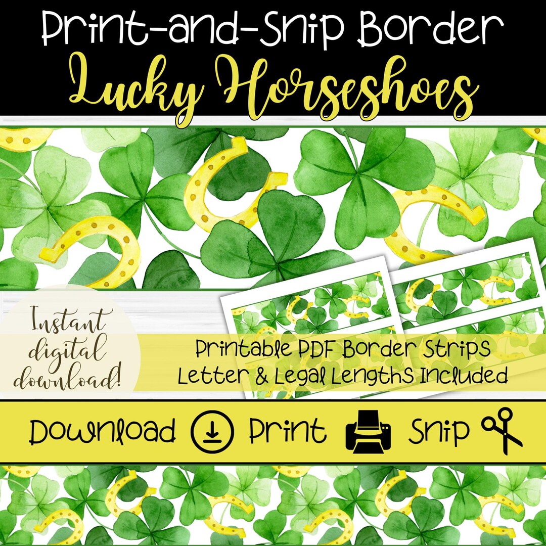 St. Patrick's Day Bulletin Board Border | Lucky Horseshoes & Green ...