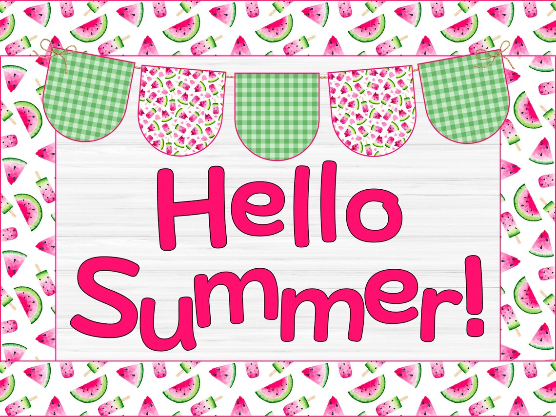 Watermelon Bulletin Board Set Printable Letters Bunting - Etsy