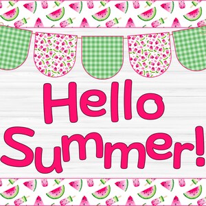 Watermelon Bulletin Board Set Printable Letters Bunting - Etsy