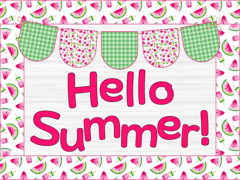 Watermelon Bulletin Board Set Printable Letters Bunting - Etsy