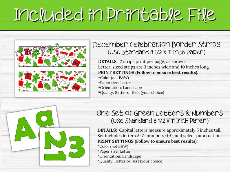 December Bulletin Board Set Printable Christmas Border and - Etsy