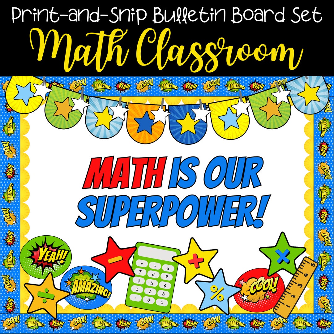 Math Bulletin Board Kit, Printable Classroom Set, Math Teacher Decor ...
