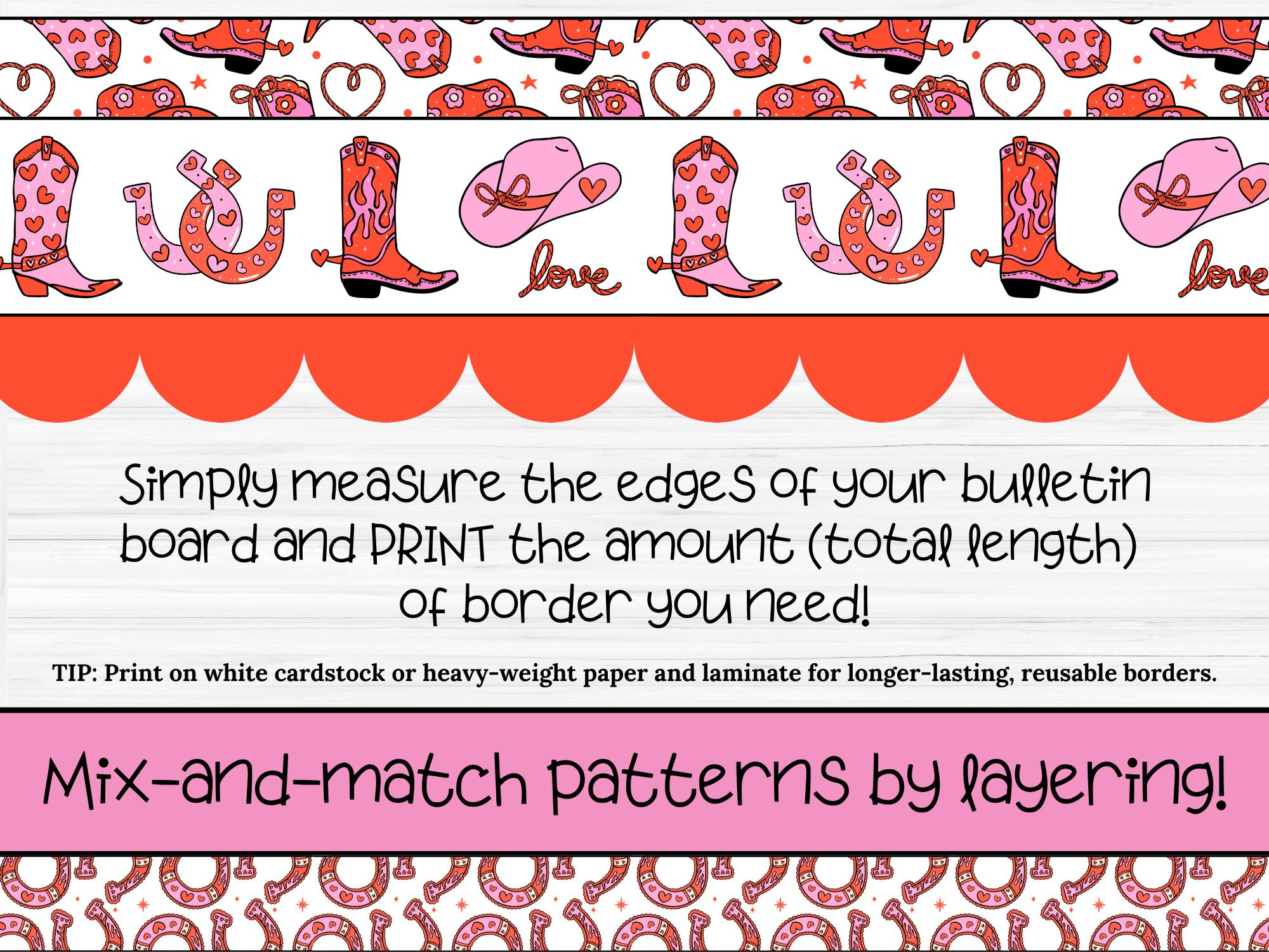 Cowboy Valentine Bulletin Board Borders | Western Theme Trim (PDF) - Etsy