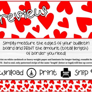 Valentine's Day Bulletin Board Border | Red Hearts Trim (digital ...