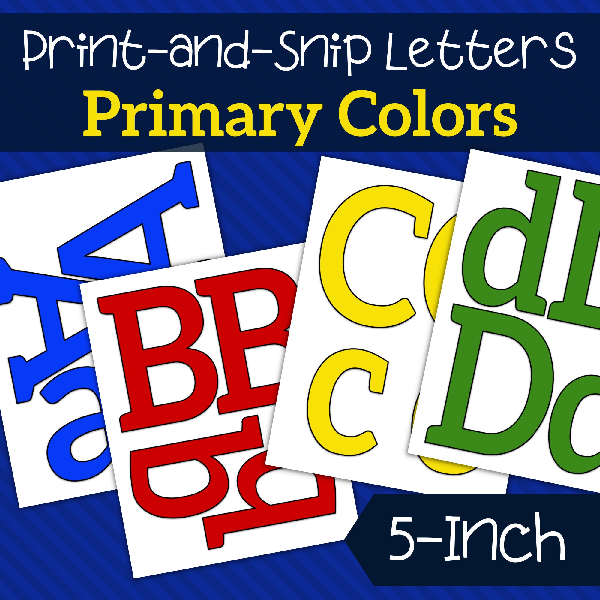 Printable Bulletin Board Letters: Primary Colors, 5-inch (PDF) - Etsy ...