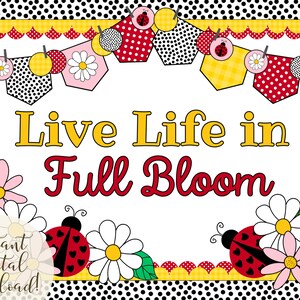 Printable Bulletin Board Set, Ladybug & Daisy Theme, Decorative Kit for ...