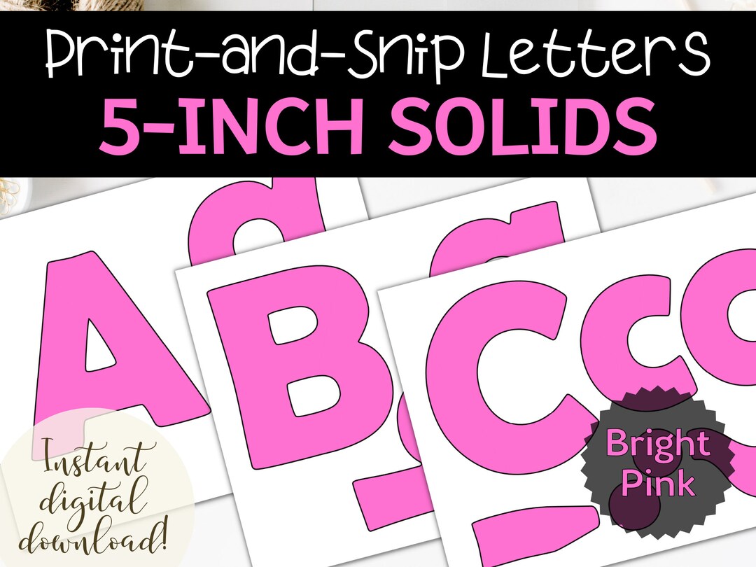 Bright Pink Letters for Signs & Bulletin Boards Printable - Etsy