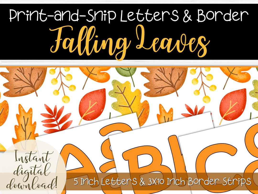 Fall Leaves Bulletin Board Set Printable Autumn Border & - Etsy
