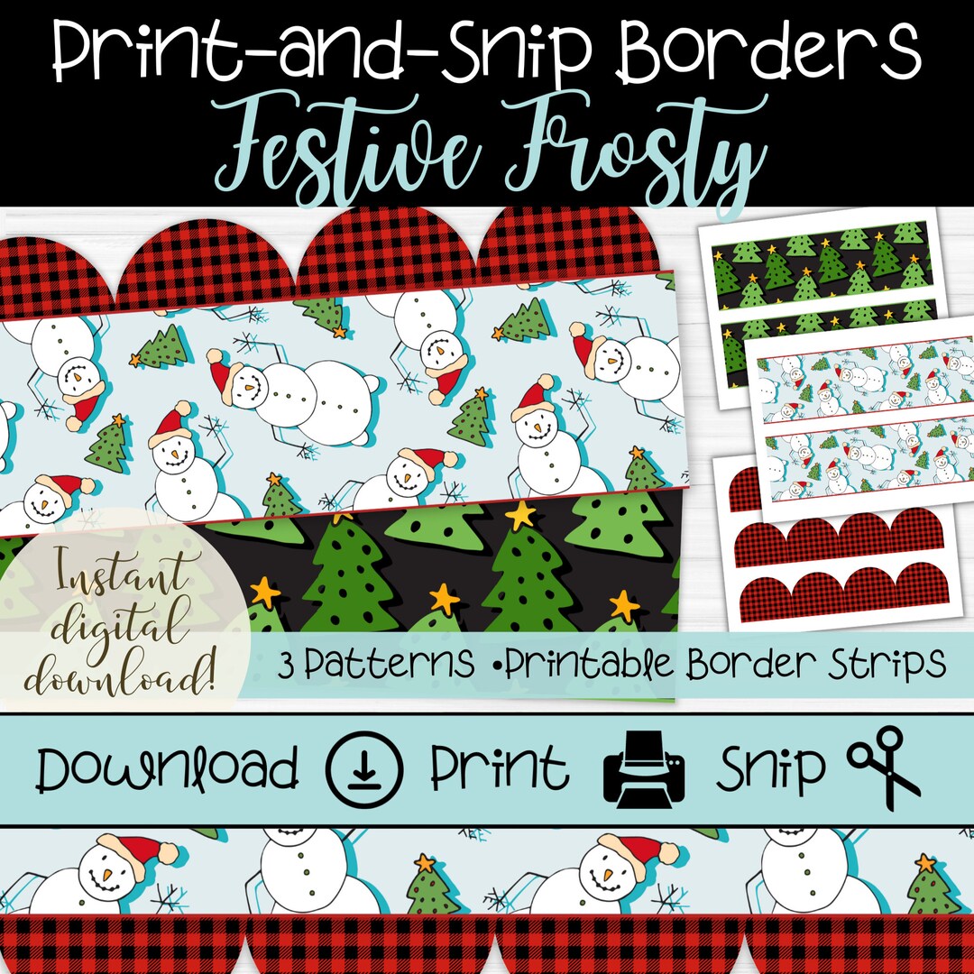Snowman & Christmas Trees Bulletin Board Border Set | Printable ...