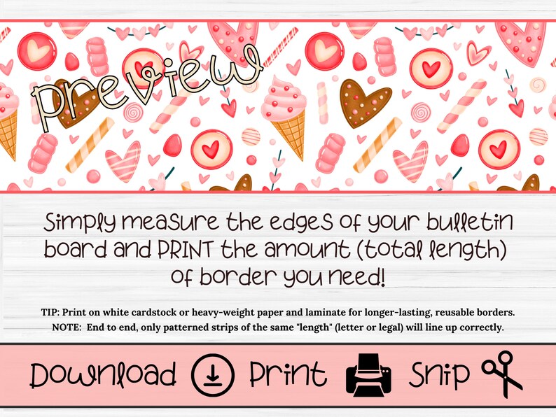 Valentine's Day Bulletin Board Border: Treats & Hearts (digital ...