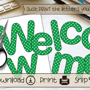 Green Bulletin Board Letters | White & Green Polka Dots | Printable ...