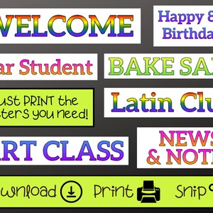 Printable Color Gradient Letters and Numbers, 4 Sets, Bulletin Boards ...
