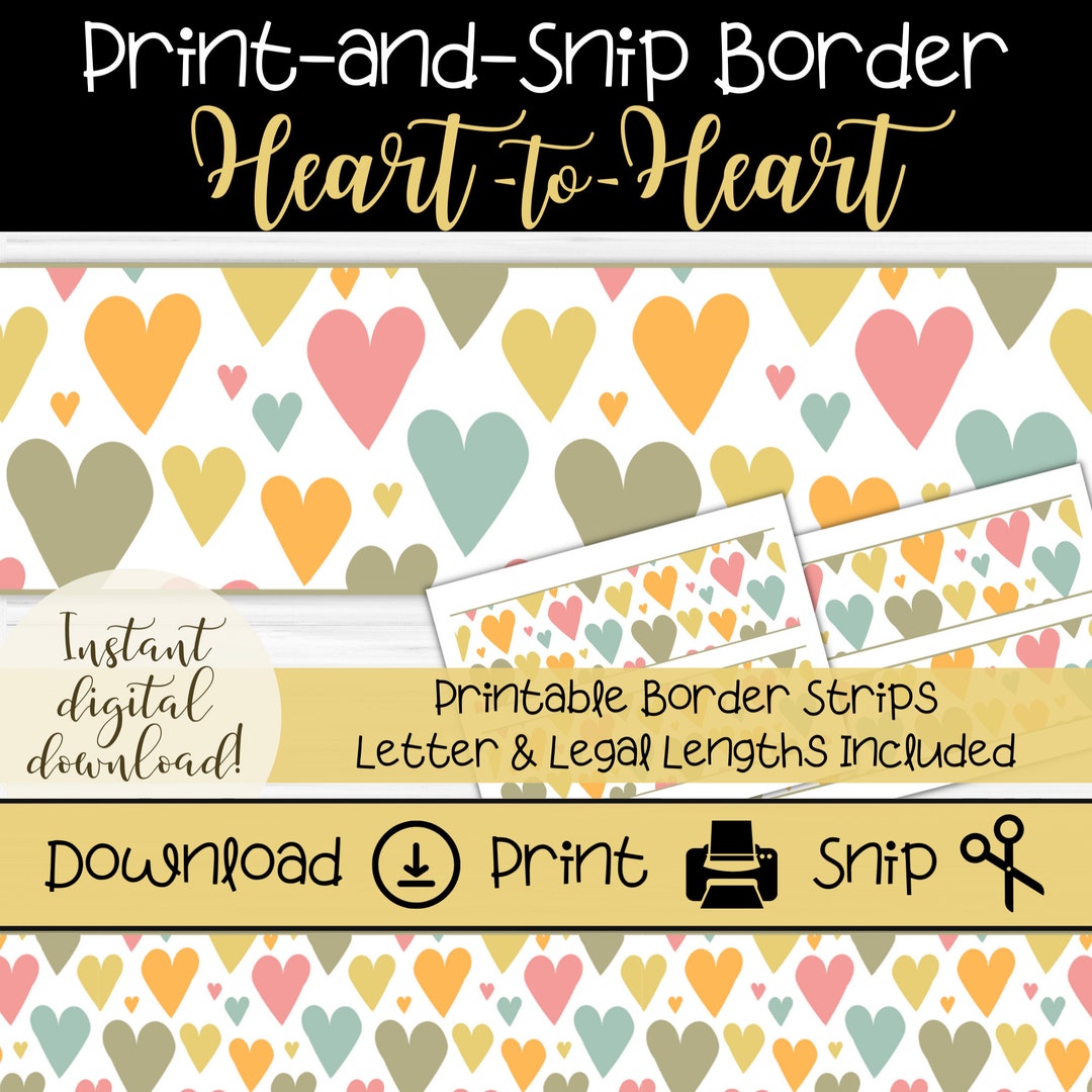 Hearts Bulletin Board Border | Printable Border Strips | Valentine's ...
