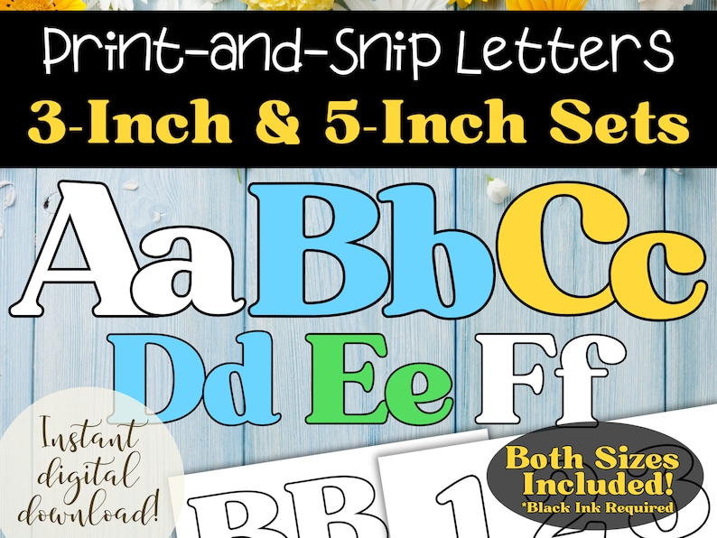 Printable Bulletin Board Letters | 3 Inch & 5 Inch Letter Sets ...