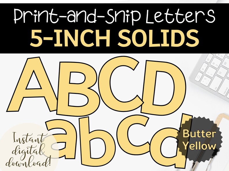Light Yellow Bulletin Board Letters: Printable Classroom Decor (PDF) - Etsy