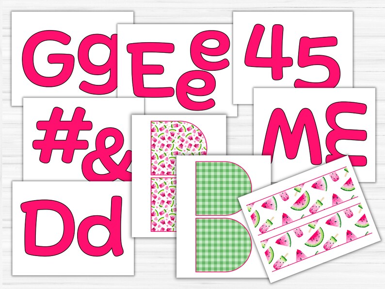 Watermelon Bulletin Board Set Printable Letters, Bunting Flags & Border ...