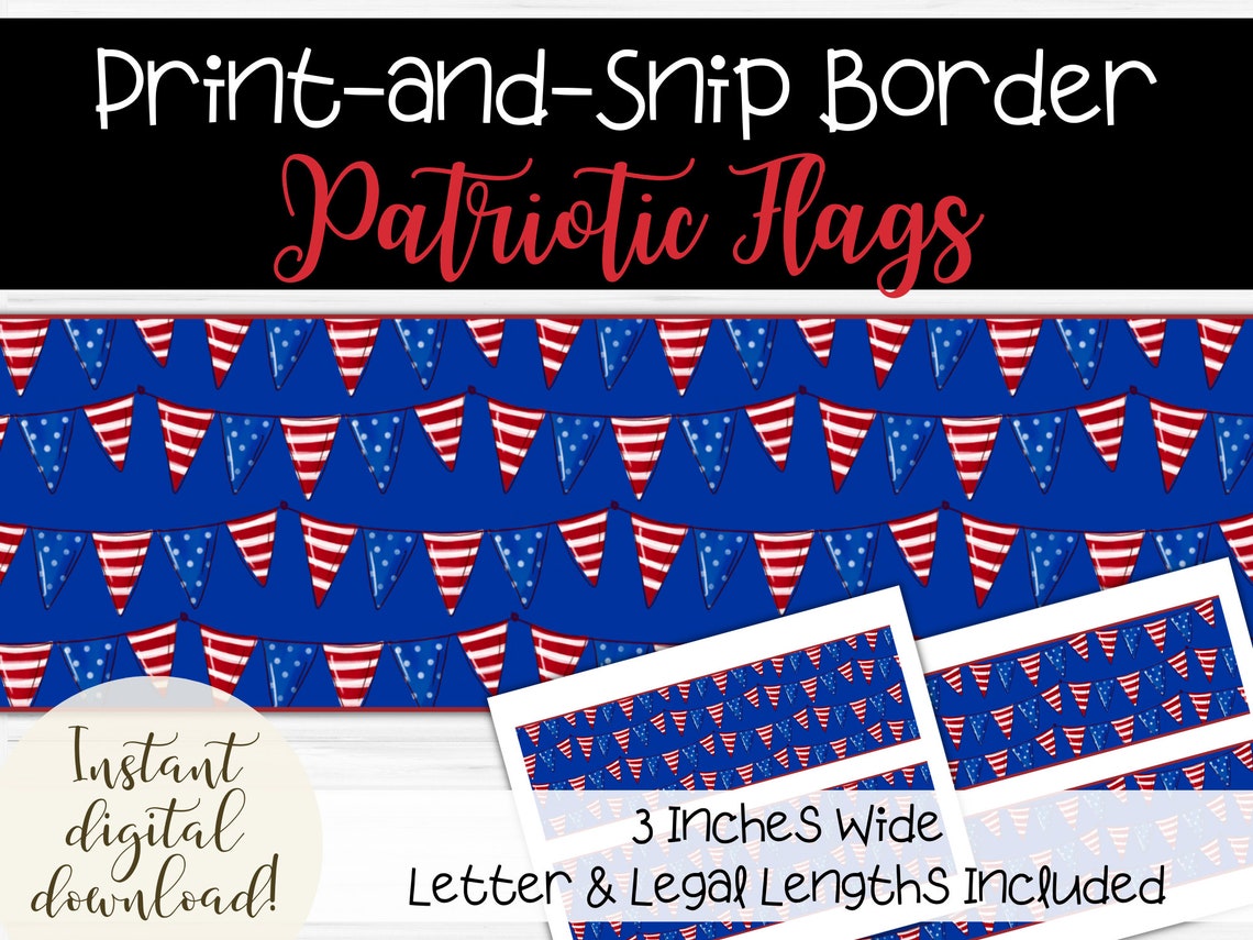 Printable Patriotic Bulletin Board Border and Trim for July - Etsy