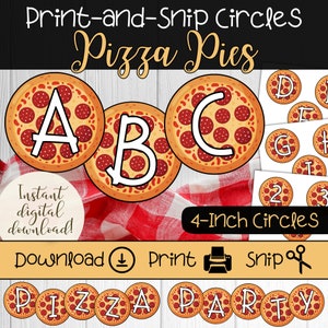 Pizza Circle Letter Set | Printable Pizza Party Decor | DIY Pizza Sign ...