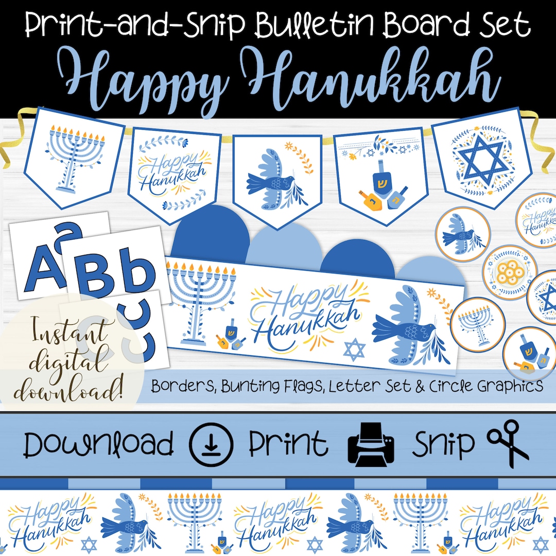 Hanukkah Bulletin Board Theme Set | Printable Happy Hanukkah Borders ...