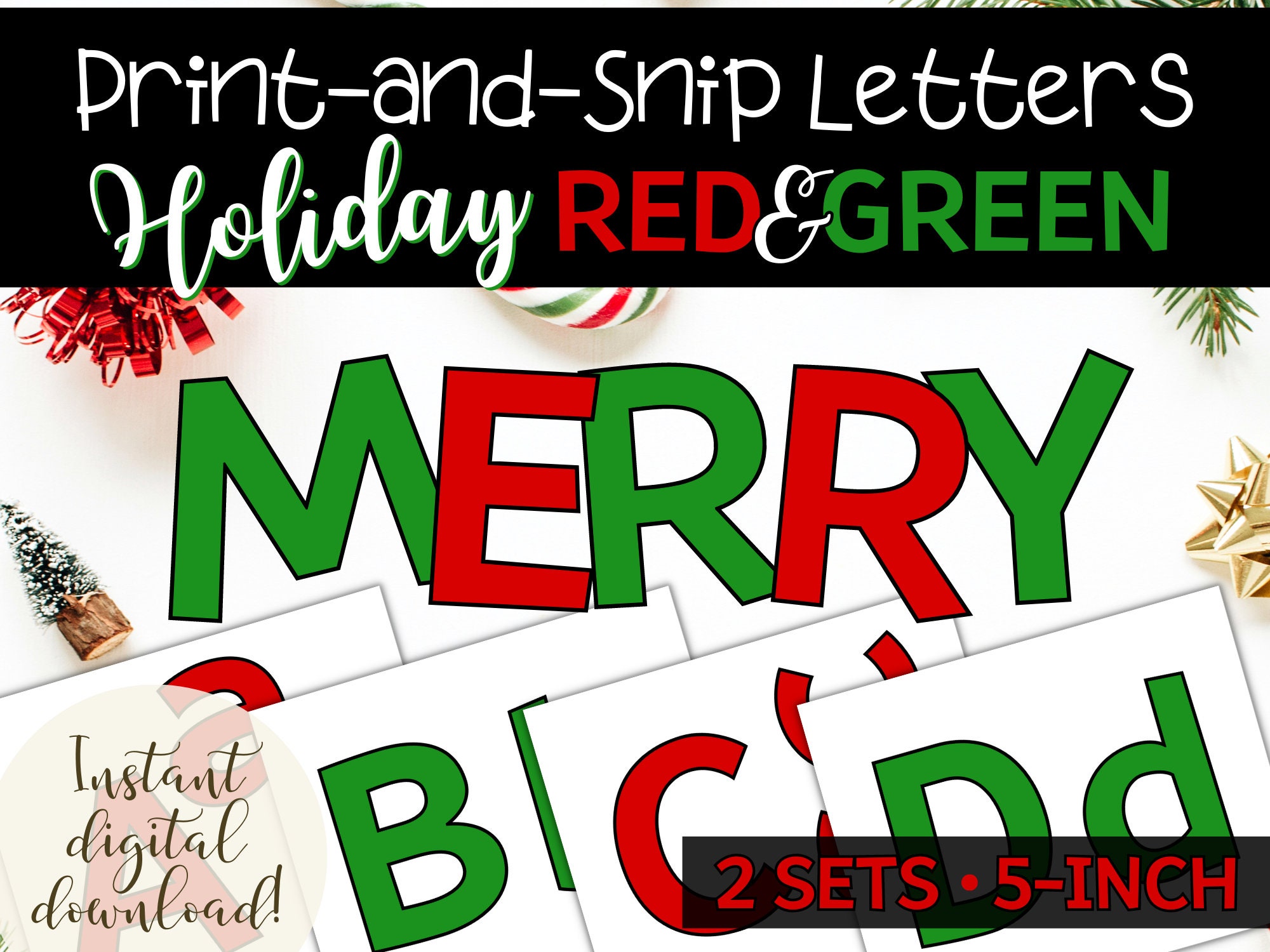 Red & Green Bulletin Board Letter Sets Printable Classroom Sign Letters ...