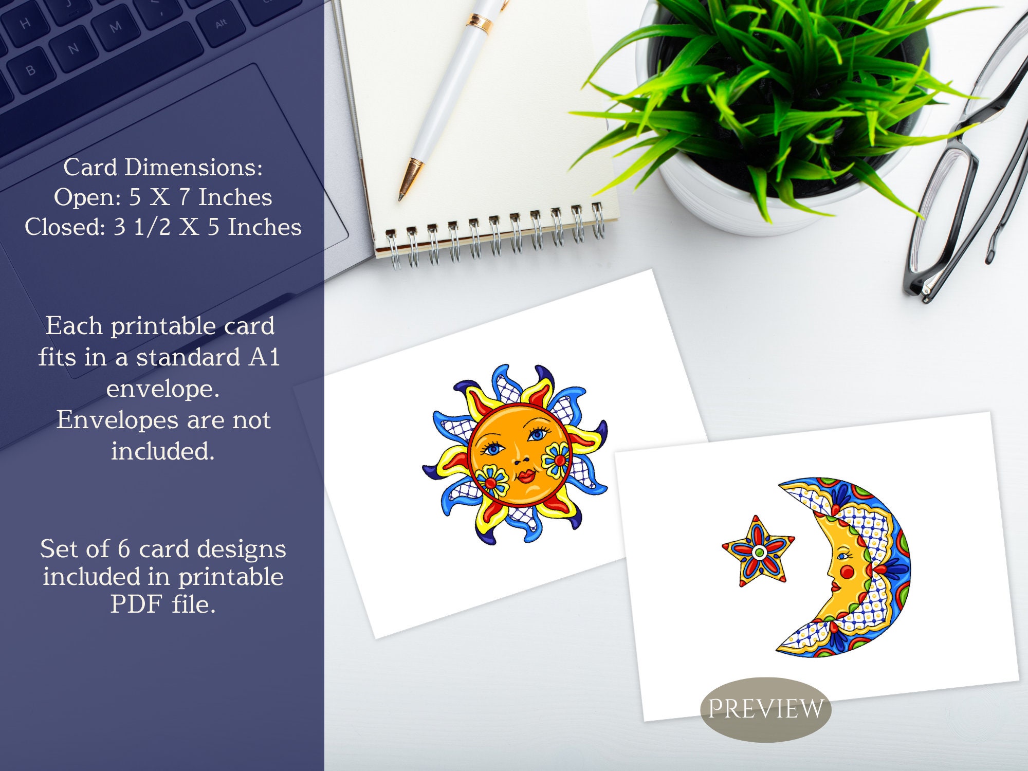 Mexican Talavera Note Cards Printable Greeting Cards Blank - Etsy
