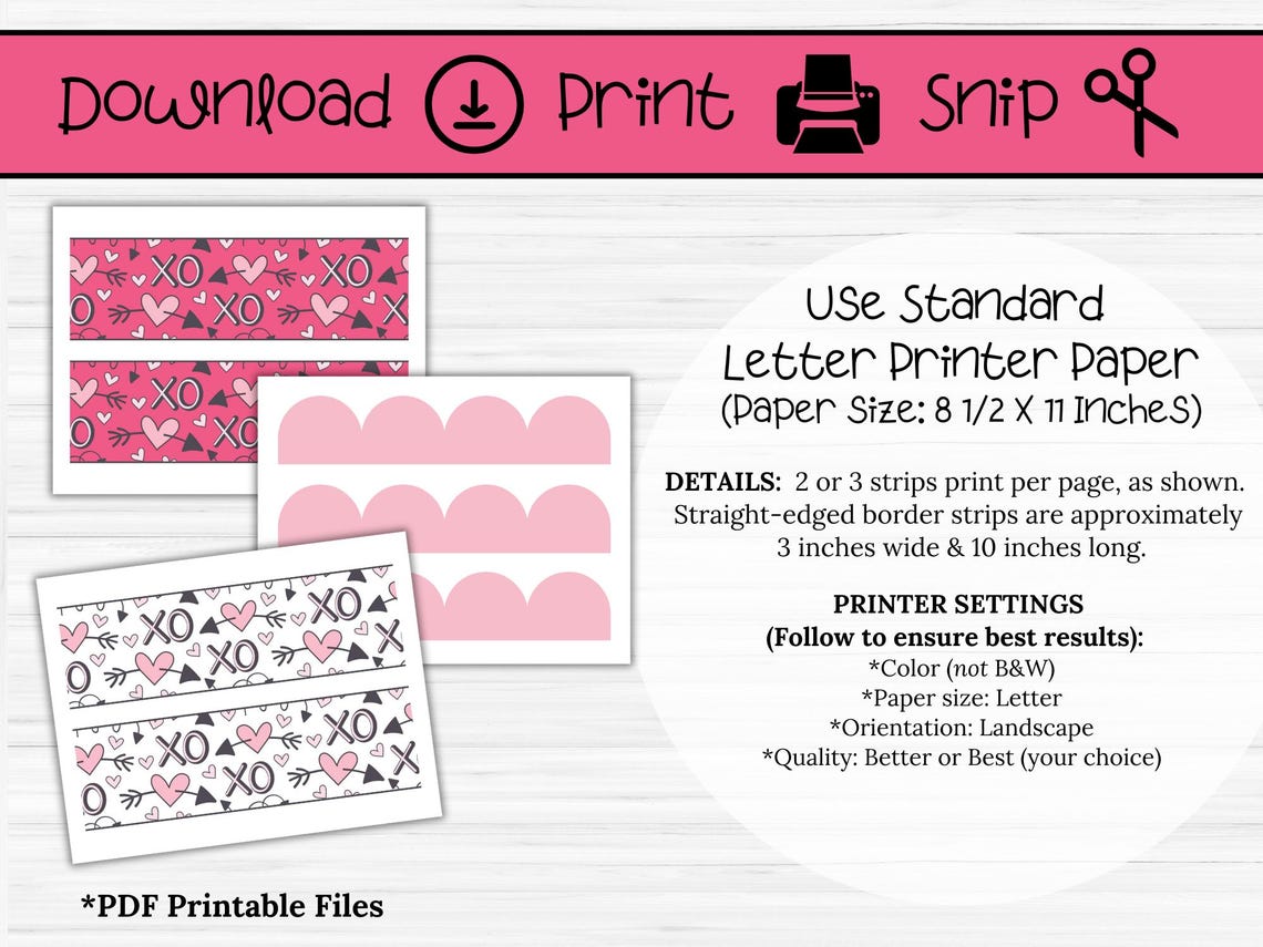 Valentine's Day Border Strips | Printable Bulletin Board Trim for ...