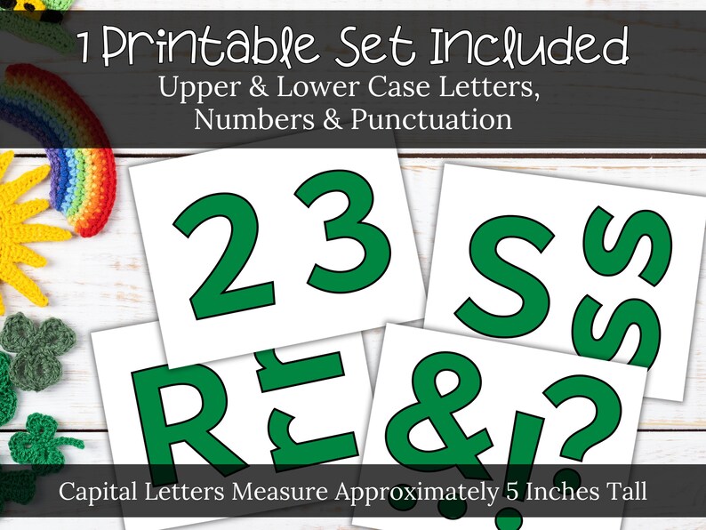 Green Bulletin Board Letters, Printable Alphabet & Numbers Set ...