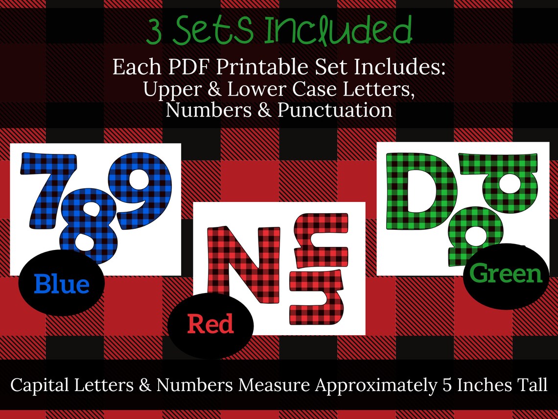 Buffalo Plaid Printable Letters for Holiday Bulletin Boards - Etsy
