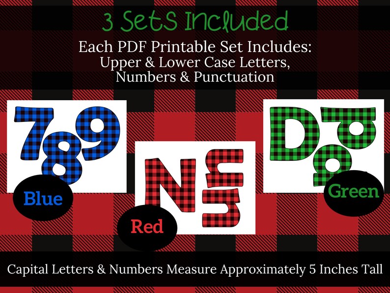 Buffalo Plaid Printable Letters for Holiday Bulletin Boards - Etsy