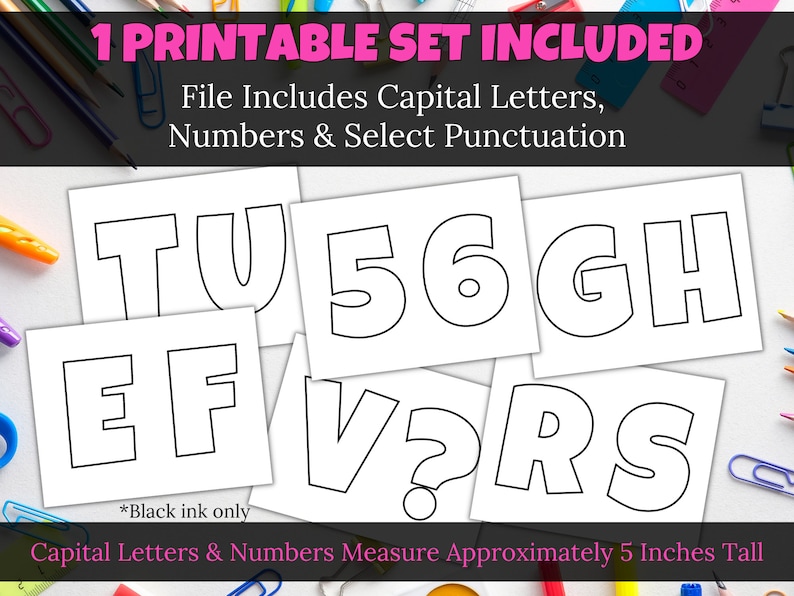 Capital Block Letters Printable Letters for Classroom - Etsy