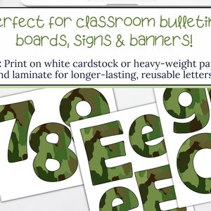 Printable Green Camouflage Pattern 5 Inch Bulletin Board Letter Set for ...