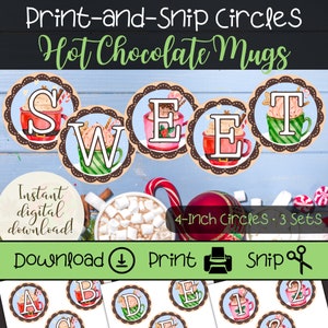 Printable Bulletin Board Letters for Winter | Hot Chocolate Mug Circle ...