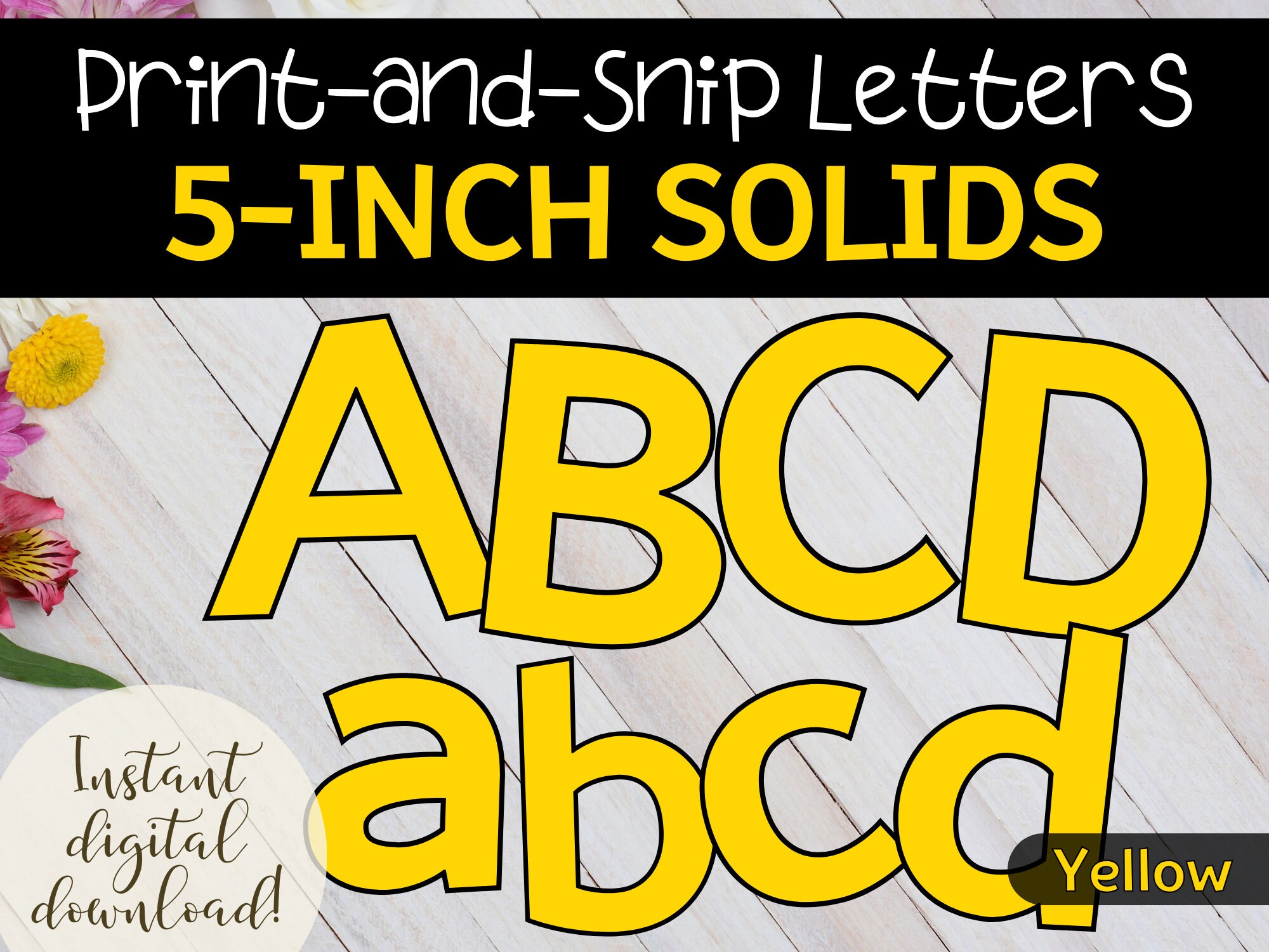 Yellow Bulletin Board Letters Printable Classroom Letter Set Yellow ...