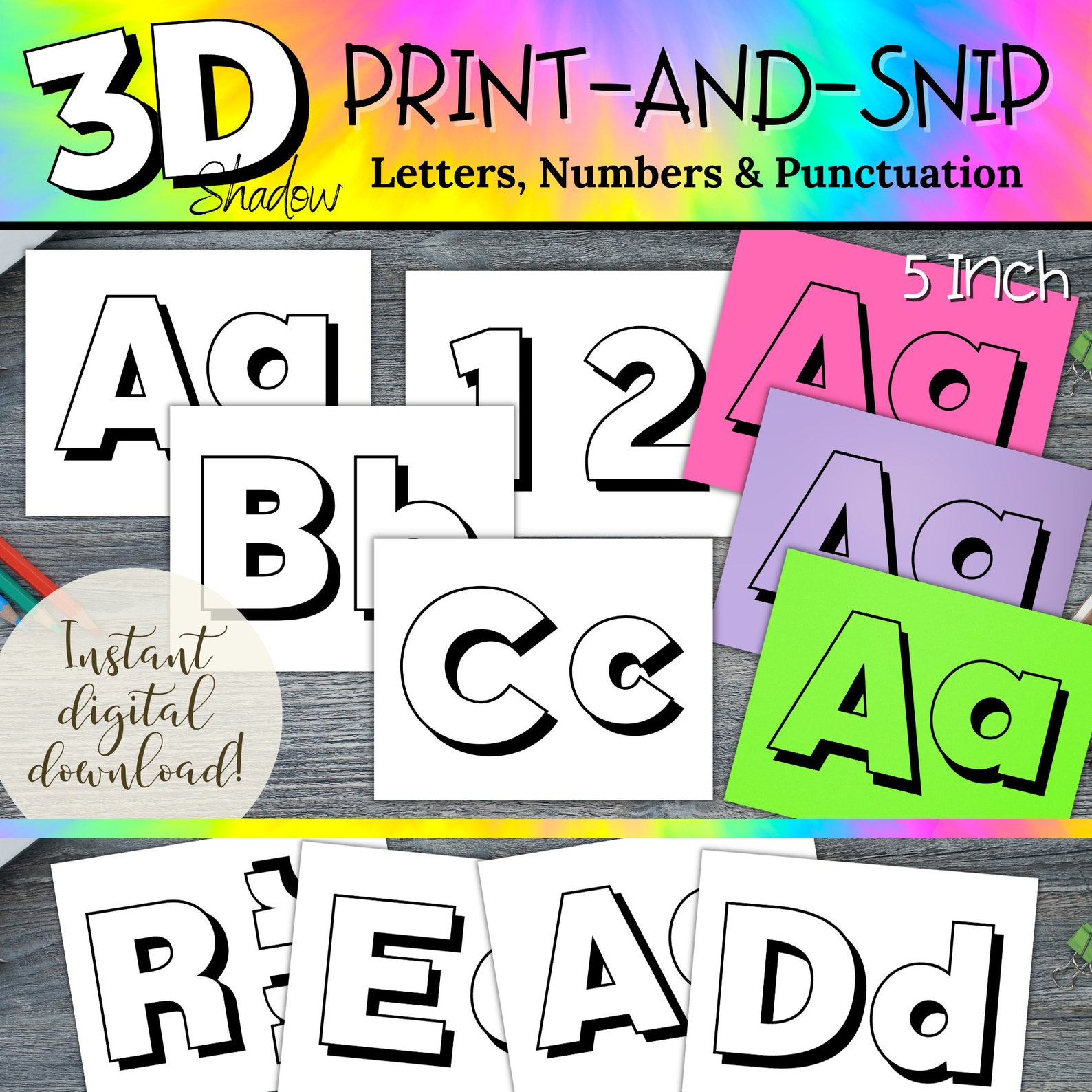 Bulletin Board Block Letters Printable 3D Shadow Letters & - Etsy