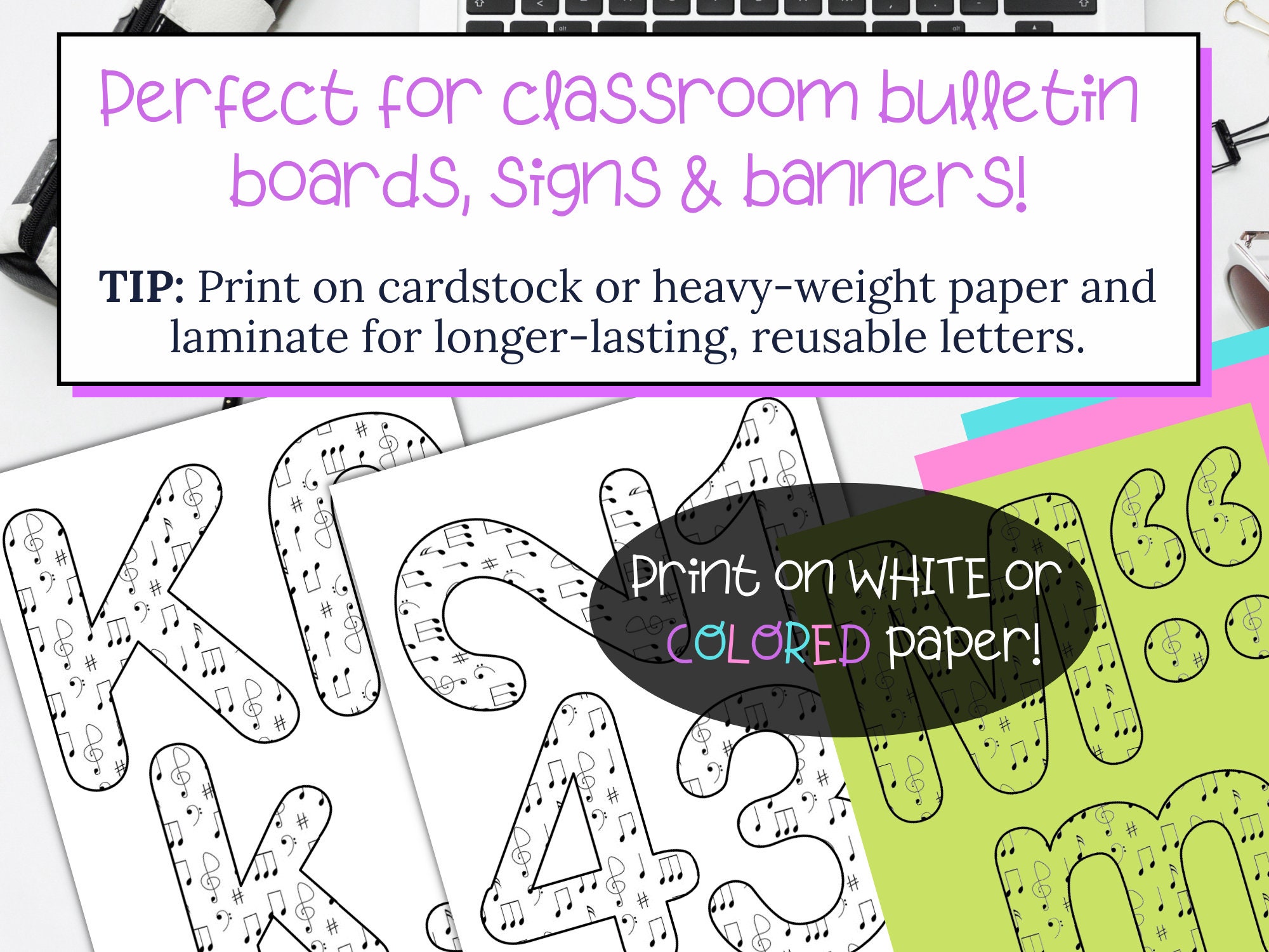Musical Notes Bulletin Board Letters: Music Classroom Decor (PDF ...